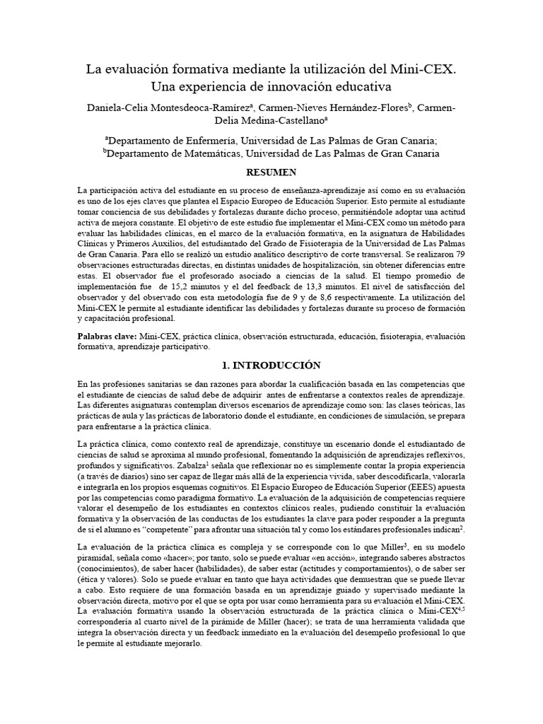 Mini Cex Estudio | PDF | Evaluación | Aprendizaje
