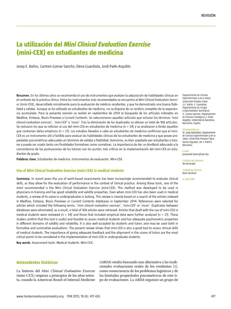 La - Utilizacion - Del - Mini - CEX en Estudiantes | PDF | Validez ...