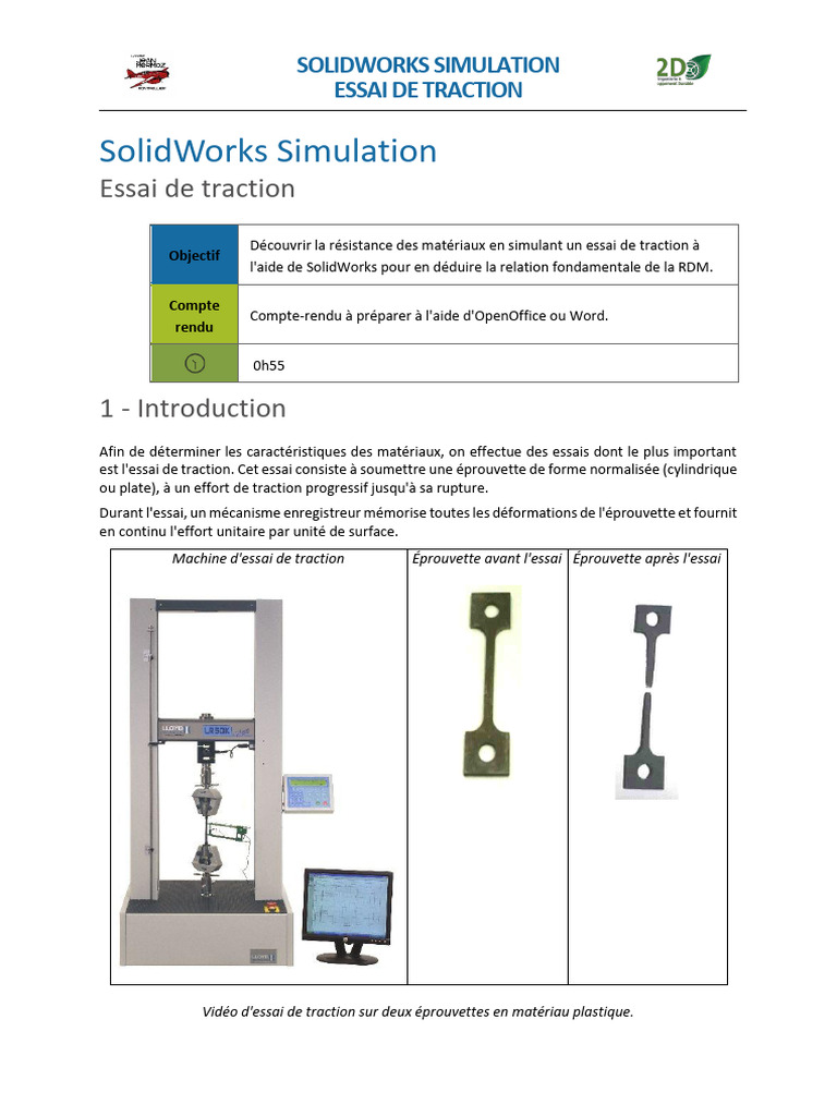 (TP) SolidWorks Simulation - Essai de Traction | PDF | Ordinateurs | Technologie et ingénierie