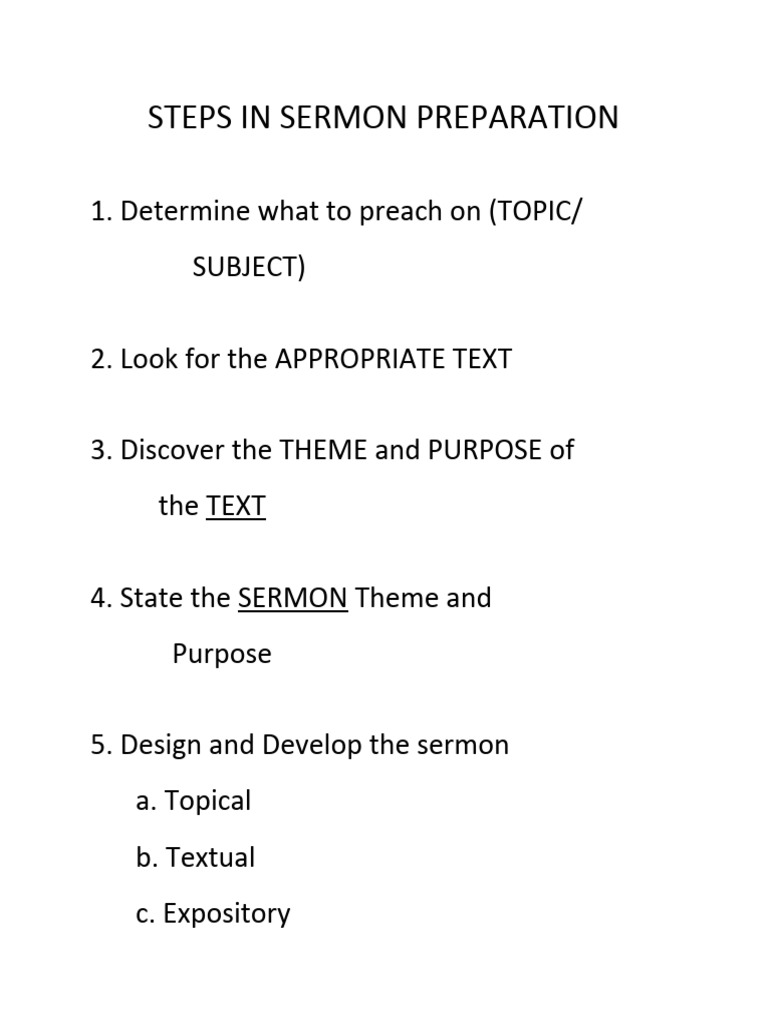Review Steps in Sermon Preparation | PDF | Career & Growth | Language Arts & Discipline