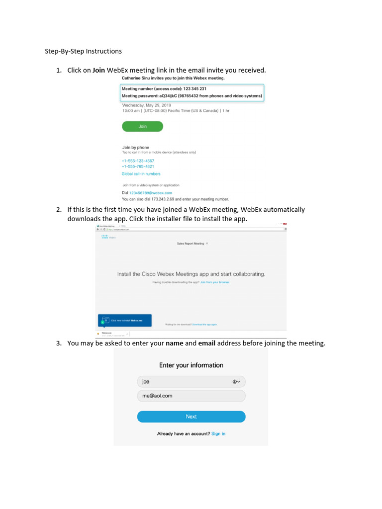 Joining a Cisco Webex Meeting Guide | PDF | Career & Growth | Computers