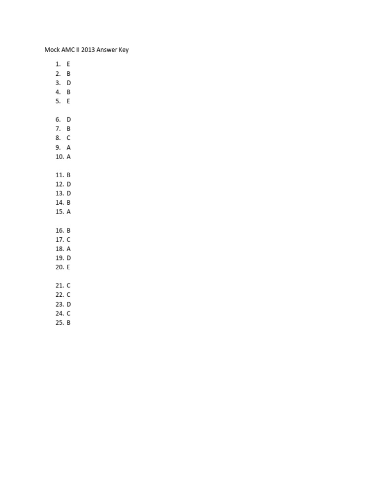 AMC II 2013 Answer Key | PDF | Teaching Methods & Materials ...