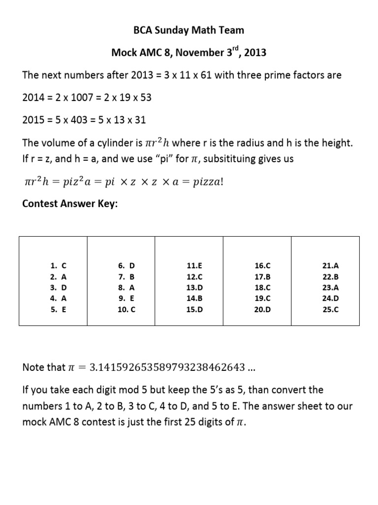 Mock AMC 8 Contest Results 2013 | PDF