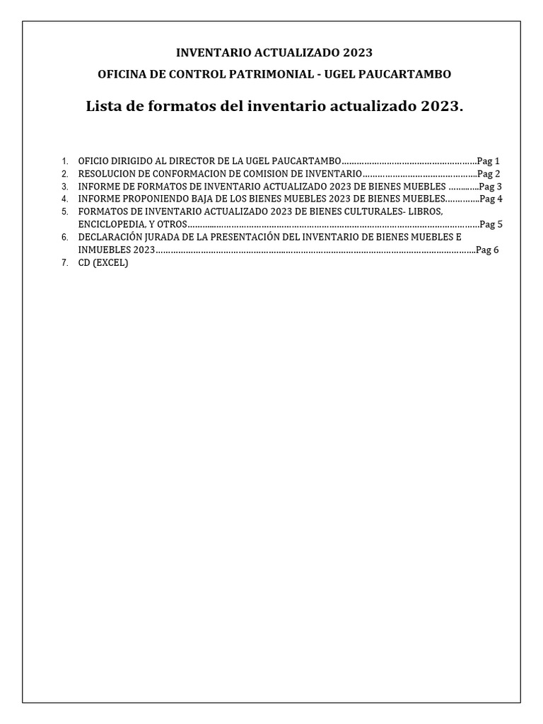 Formatos de Ayuda INFORMES Inventario 2023 | Descargar gratis PDF | Contabilidad | Regulación