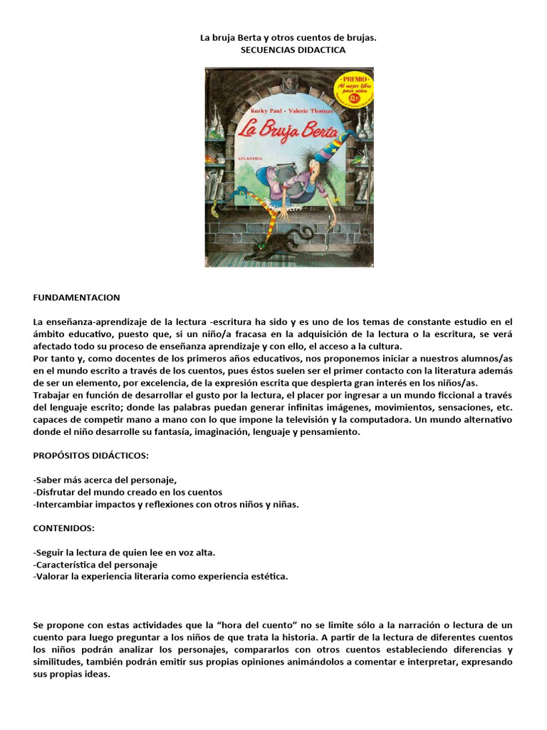 La Bruja Berta y Otros Cuentos de Brujas | PDF | Enseñando | Cognición