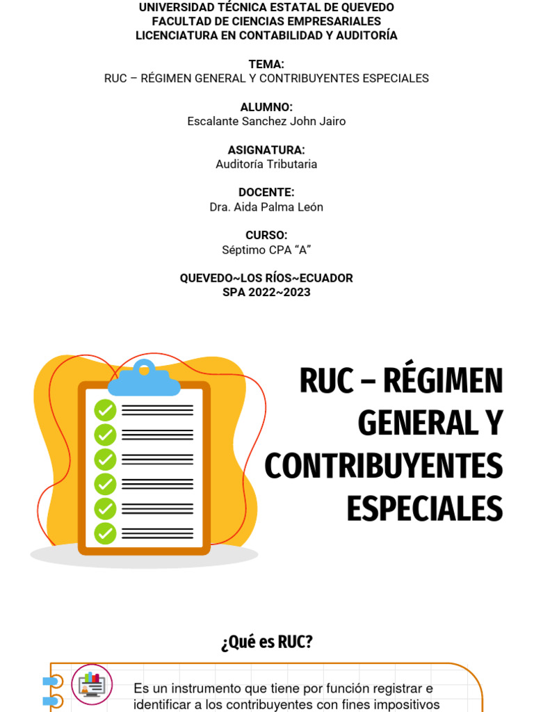 RUC: Régimen General y Especial en Ecuador | PDF | Impuestos | Contabilidad
