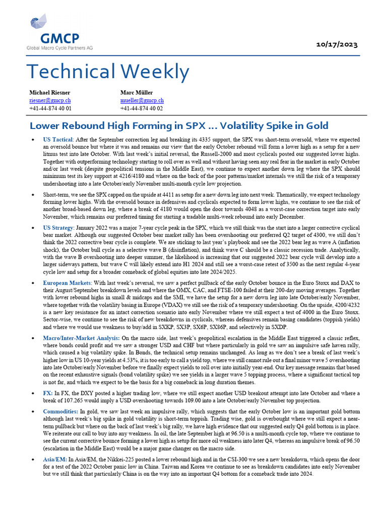 GMCPTechnicalWeekly17 10 2023 | PDF | Market Trend | Market (Economics)