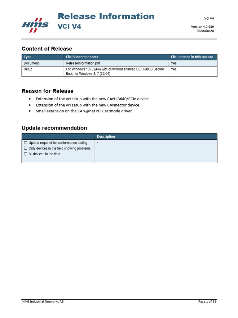 VCI V4 Release Notes and Updates | PDF | Device Driver | Usb