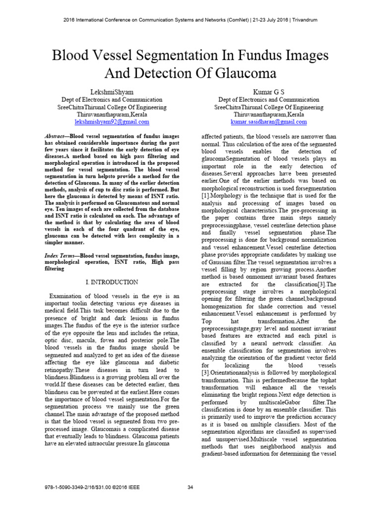 Blood Vessel Segmentation In Fundus Images | PDF | Image Segmentation | Glaucoma