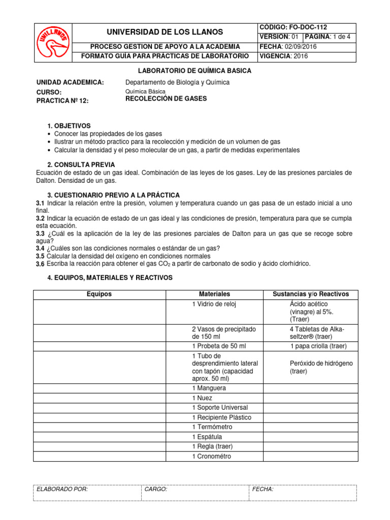 Pract# 12 Fo-Doc-112 | PDF | Gases | Agua