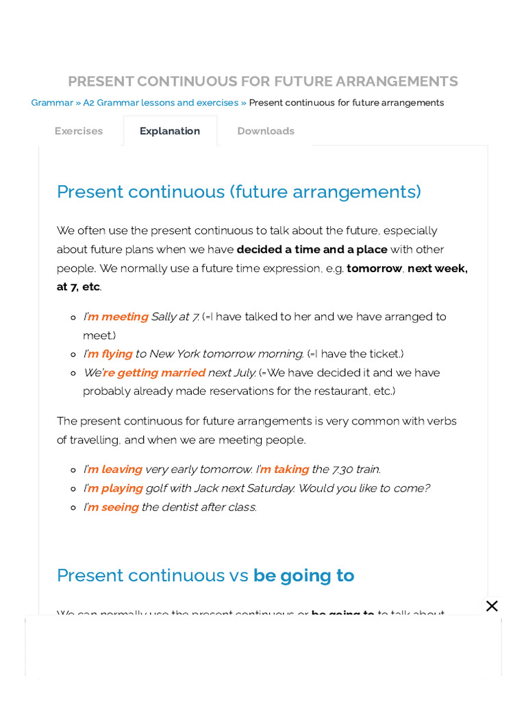 Present Continuous for Future Plans | PDF | Language Arts & Discipline