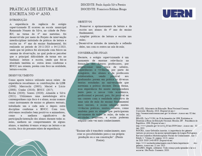 Panfleto Estágio Ii | PDF | Ciências Sociais | Estudos de Línguas Estrangeiras