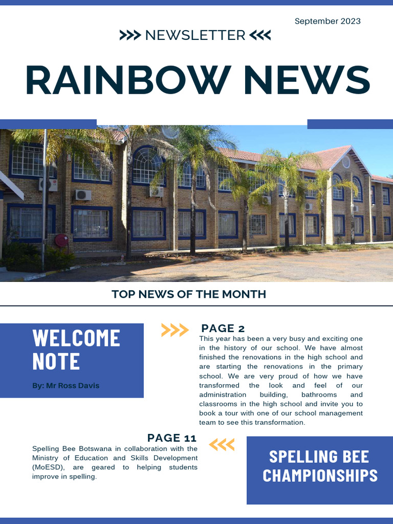 Rainbow-September Newsletter (First Issue) | PDF | Preschool | Teachers