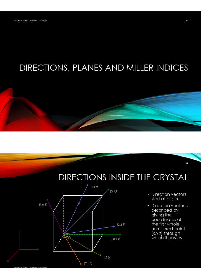 Miller Indices and Directions in Crystal | PDF | Crystal Structure | Applied And ...