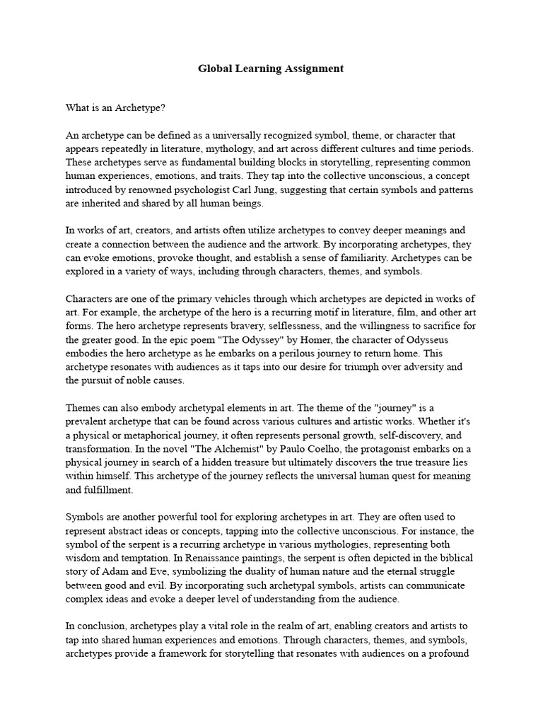 Global Learning Assignment | PDF | Archetype | Hero