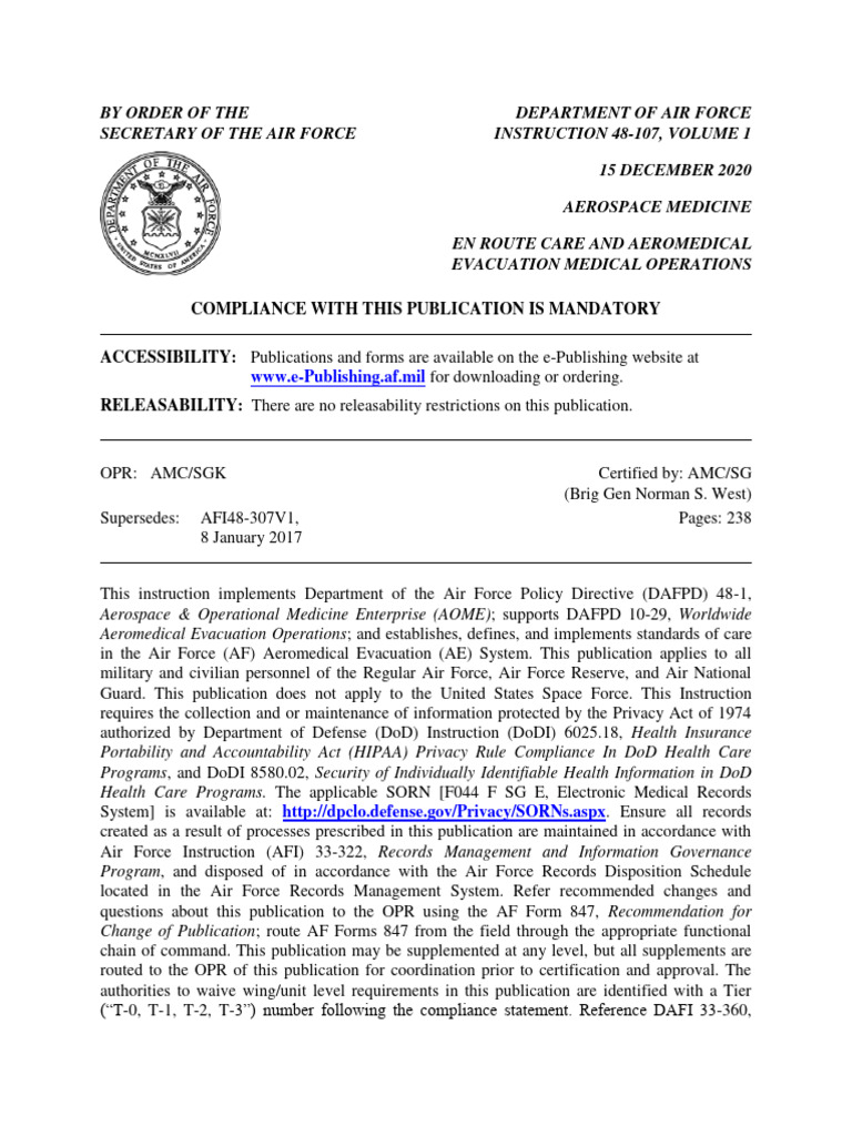 Air Force Aeromedical Evacuation Standards | PDF | Electronic Health ...