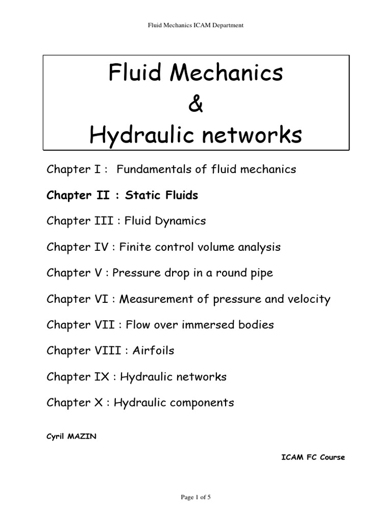 Fluid Mechanics FC - Chapter 2 - Static Fluids | PDF | Buoyancy | Pressure