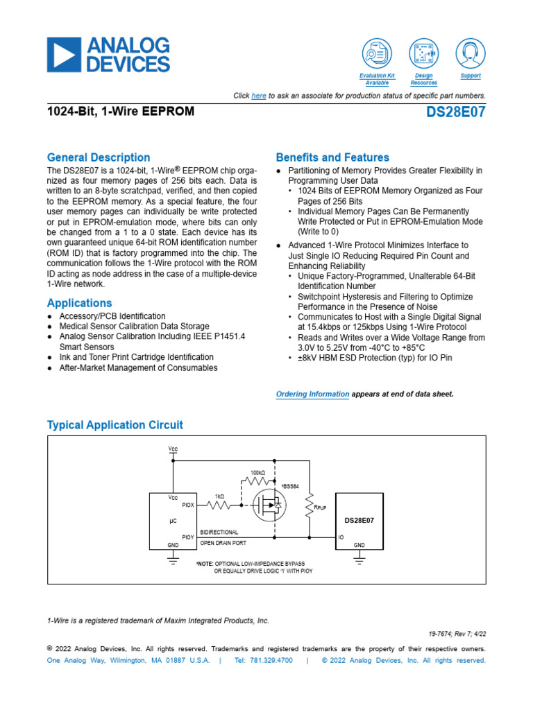 Ds28e07 3122240 | PDF | Read Only Memory | Computer Memory