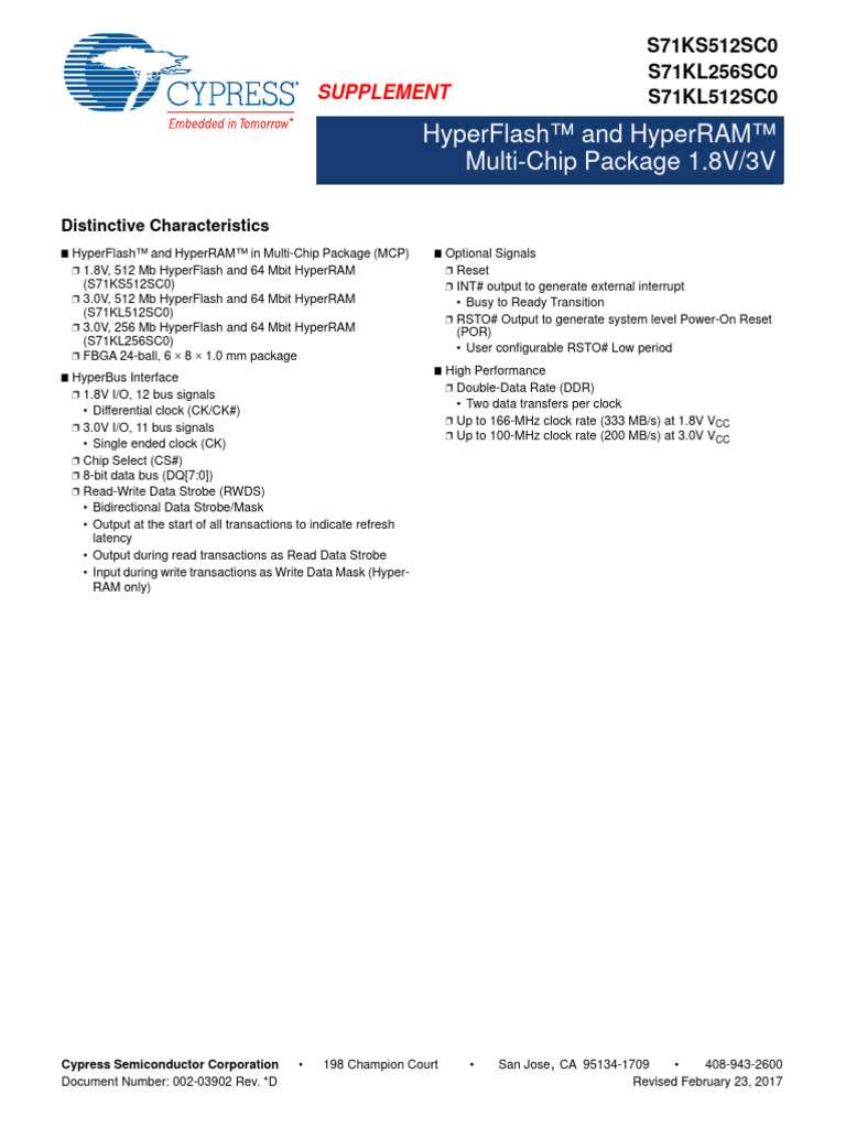 Infineon 512 MBIT HYPERFLASH 2b 64 MBIT HYPERRAM - 3360504 | PDF ...