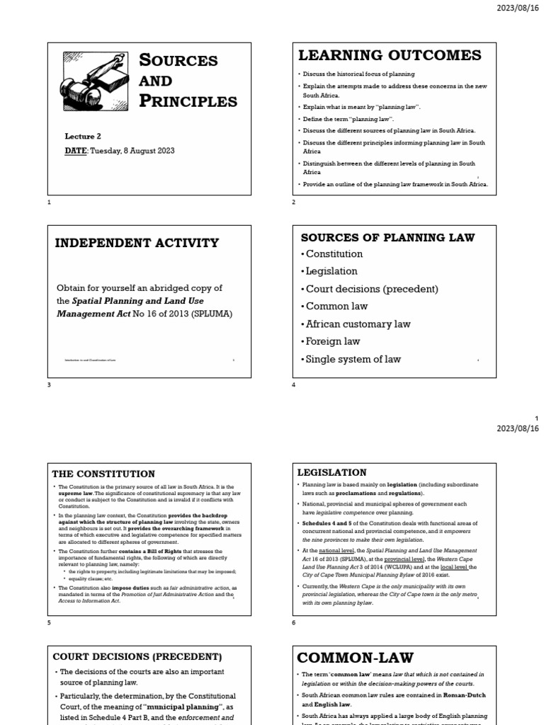 Lecture 2 - Sources and Principles | PDF | Common Law | Separation Of ...