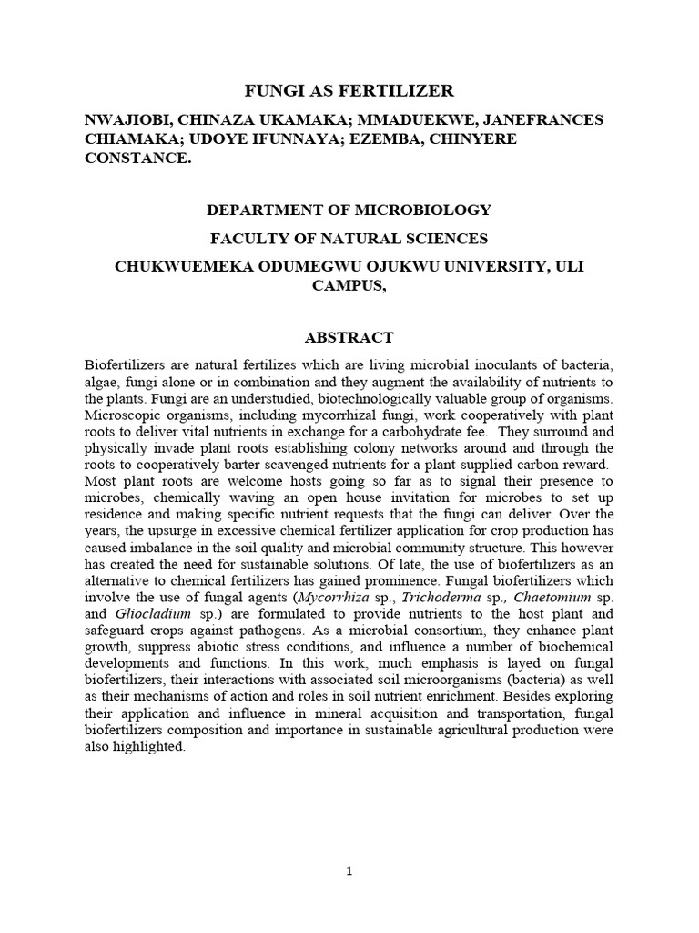 Fungi As Fertilizer | PDF | Wellness | Science & Mathematics