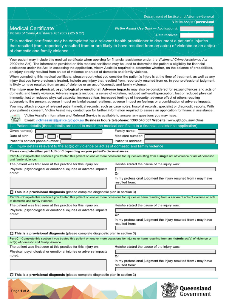 Medical Certificate for Violence Victims | PDF | Violence | Domestic ...