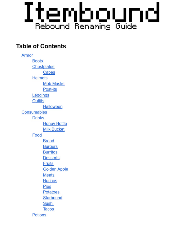 Itembound - Rebound Renaming Guide | PDF | Sushi | Berry