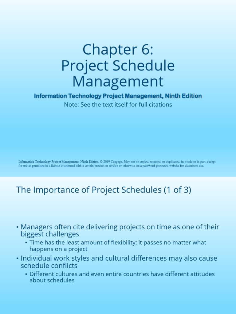 Chapter 6 Project Schedule Management | PDF | Project Management | Systems Science