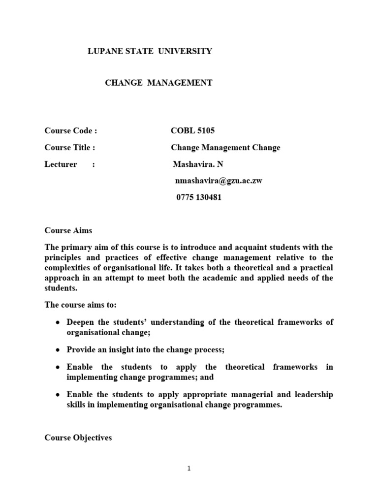 Business Leadership Change Notes | PDF | Change Management | Strategic ...