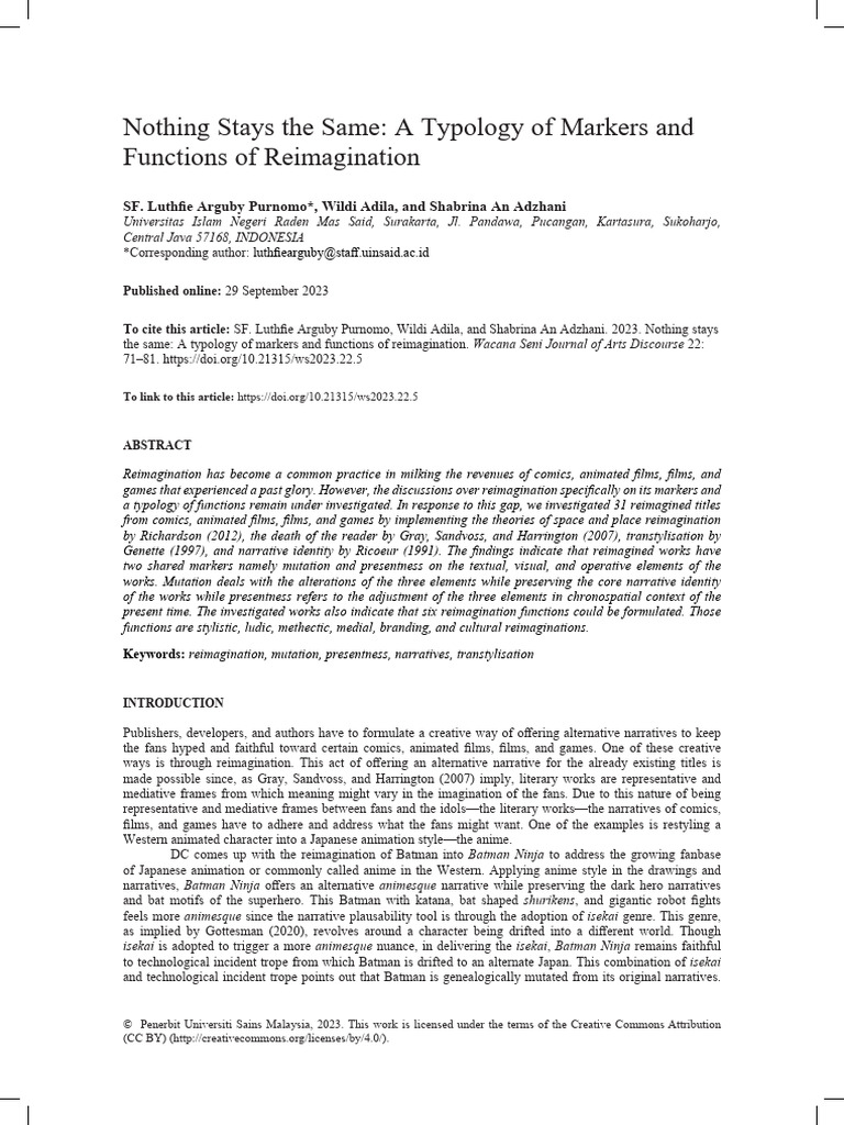 Nothing Stays The Same: A Typology of Markers and Functions of ...