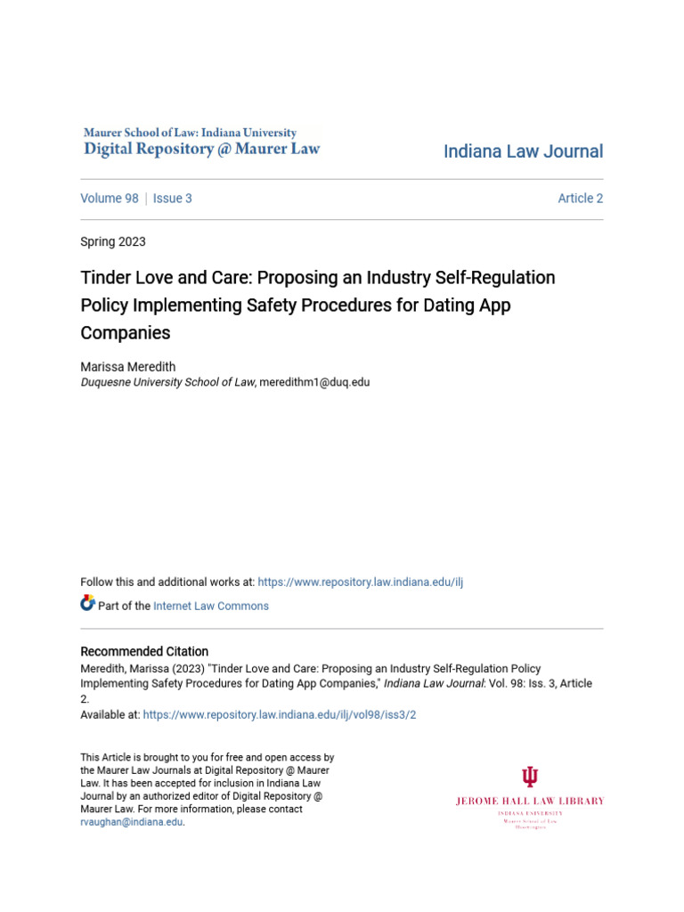 Tinder Love and Care - Proposing An Industry Self-Regulation Polic | PDF | Tinder (App)