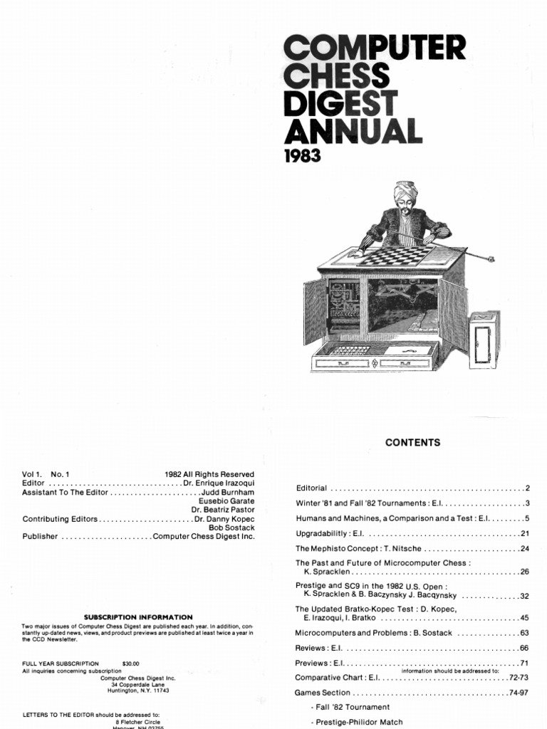 Computer Chess Digest 1983 | PDF | Chess | Abstract Strategy Games