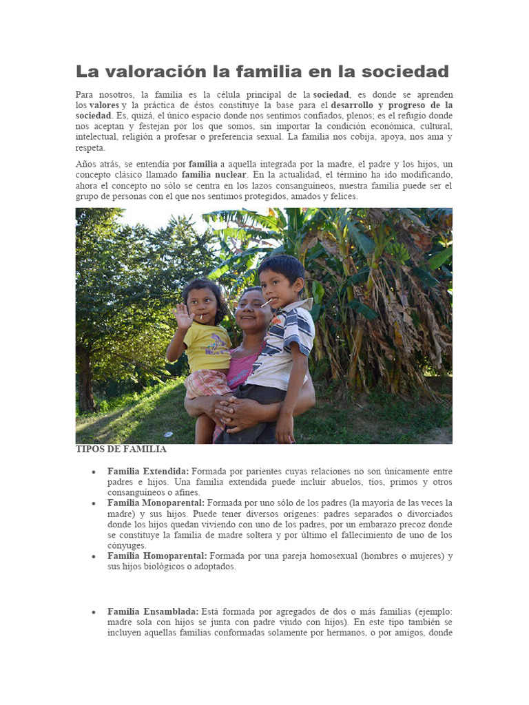 Exp 2 La Valoracion de La Familia Enla Sociedad | PDF | Familia | Sociedad