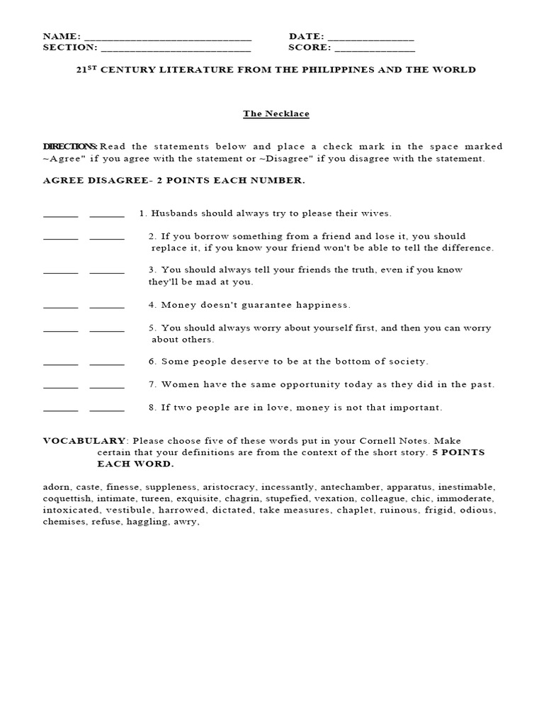 21st Century Worksheet 150 Points | PDF | Narration