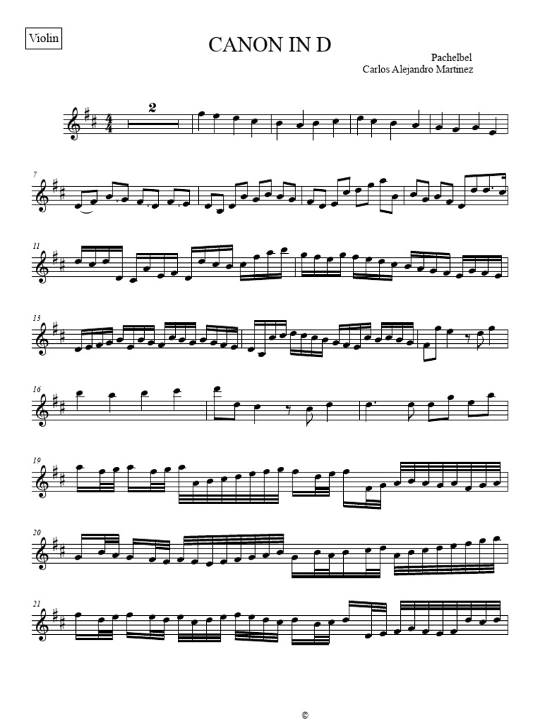 CANON IN D - Violin | PDF