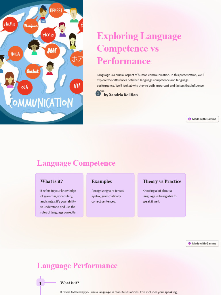 Exploring Language Competence Vs Performance | PDF | Grammar | Speech