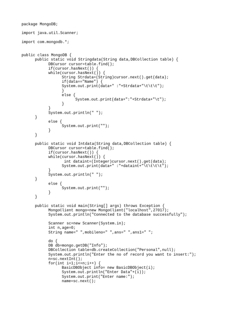 MongoDB Connectivity | PDF | Software Engineering | Data Management