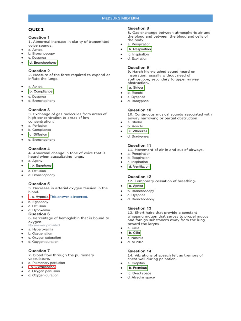 MS Midterm Quiz Compilation | PDF | Apnea | Cancer