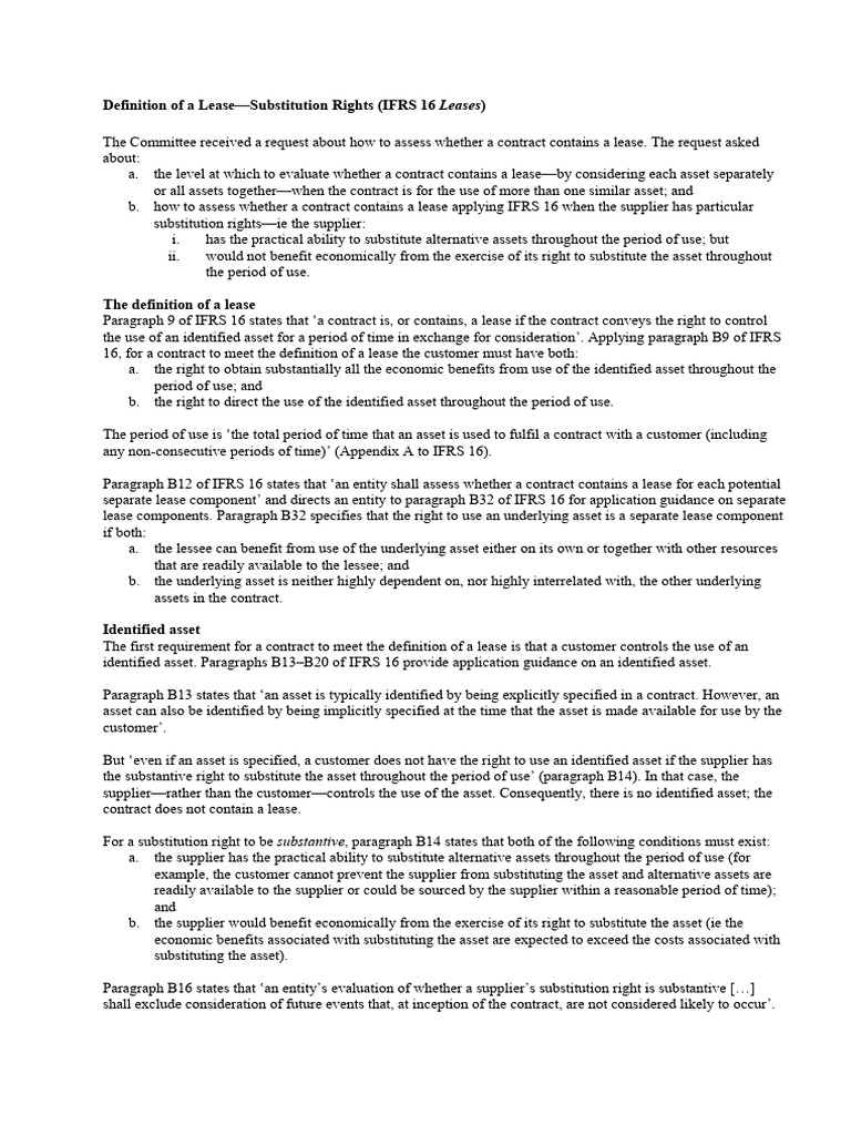 Understanding Lease Definition and Substitution Rights | PDF ...
