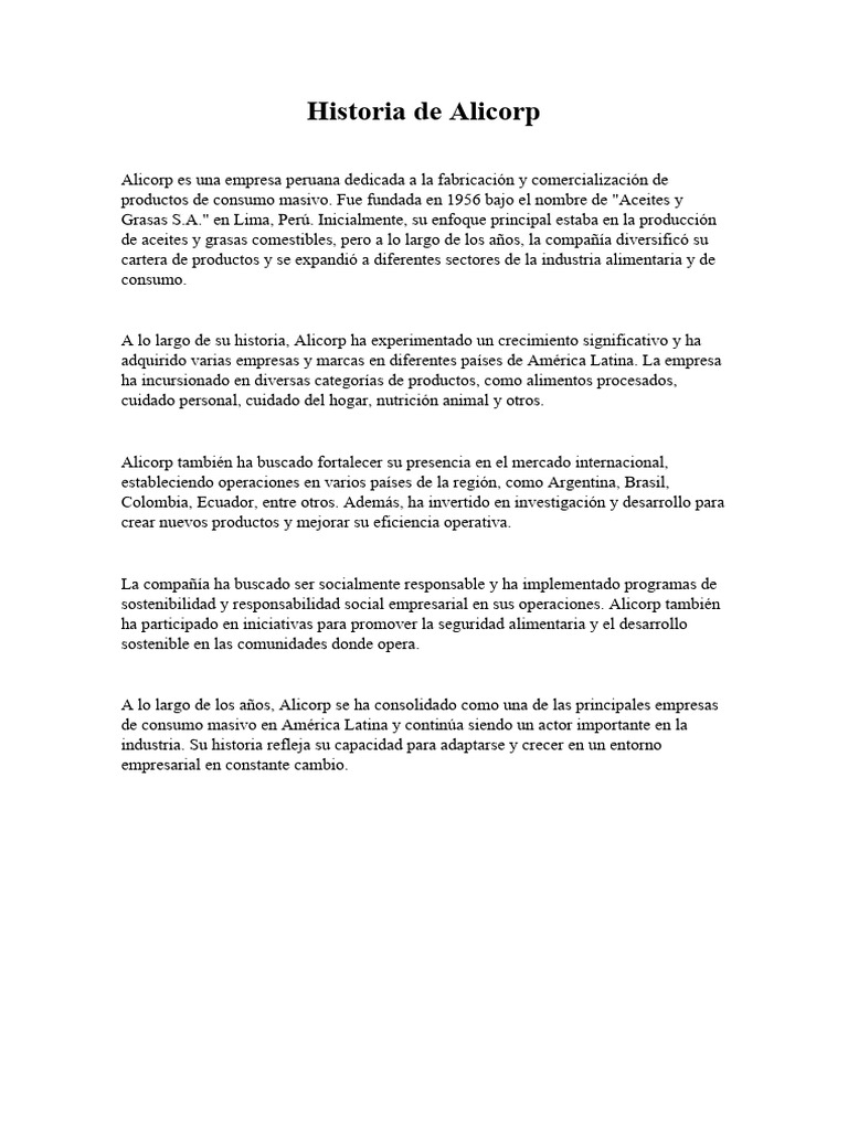 Historia de Alicorp | PDF