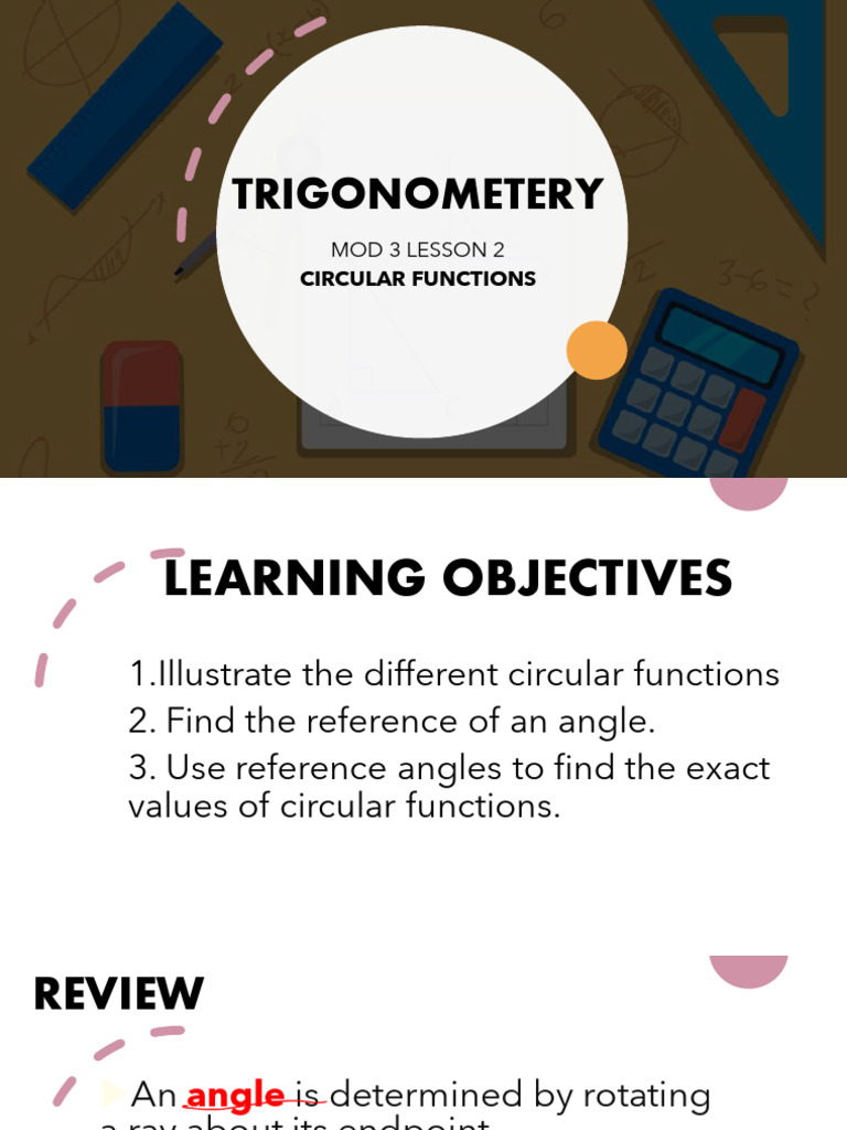 STEM1 Lesson 2 - Circular Functions Fleming | PDF | Trigonometric Functions | Trigonometry