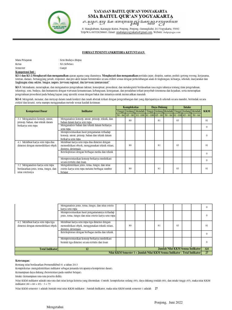 New Format KKM Excel | PDF