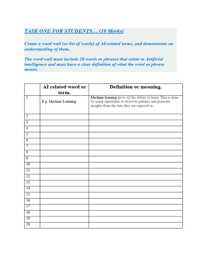 AI Student Answer Sheets - To Be Completed | PDF | Artificial ...
