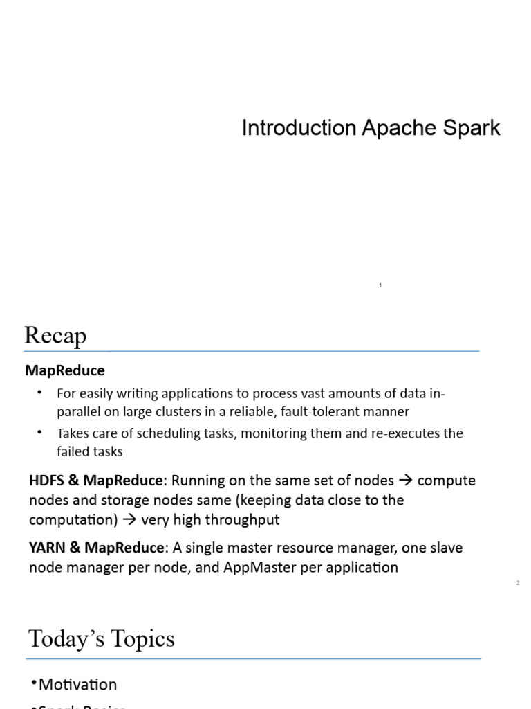 Intro to Apache Spark | PDF | Apache Spark | Apache Hadoop Intro to Apache Spark | PDF | Apache Spark | Apache Hadoop
