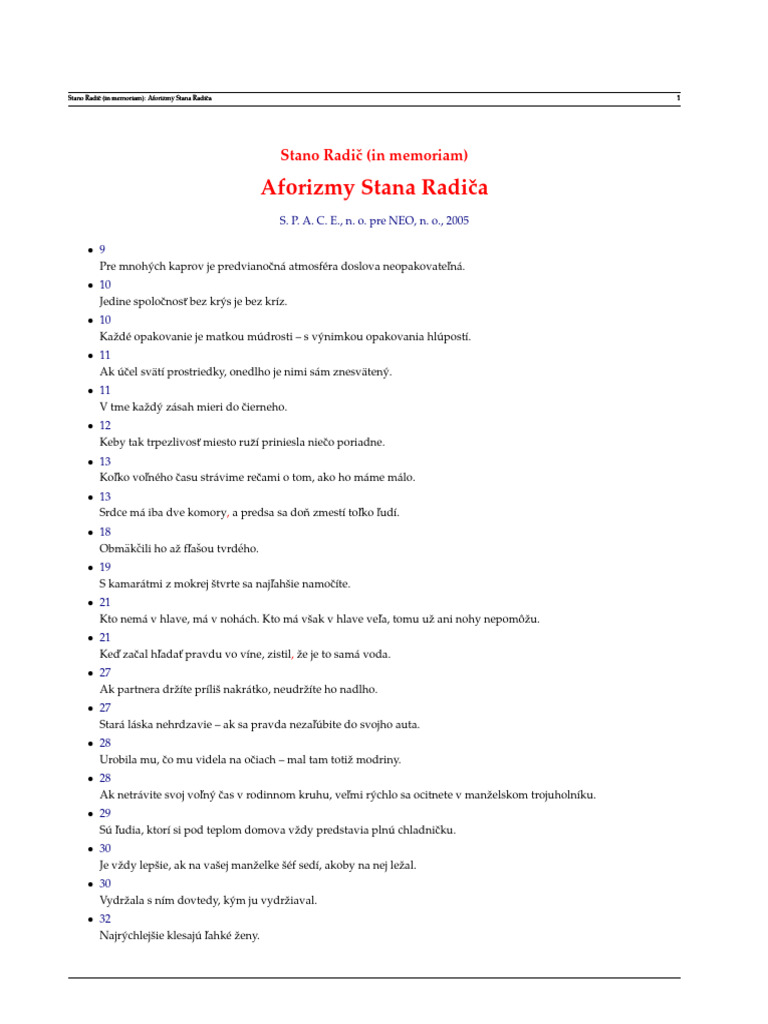 Radic AforizmyStanaRadica 1 | PDF
