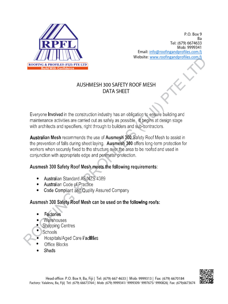 Aushmesh 300 Safety Roof Mesh Data Sheet-Feb 2015 | PDF | Equipment ...
