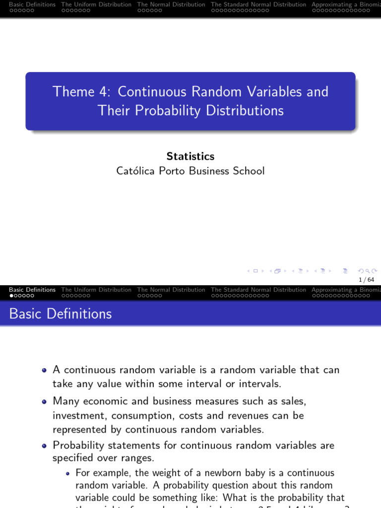 Theme4 Continuous Random Variables With Appendix | PDF
