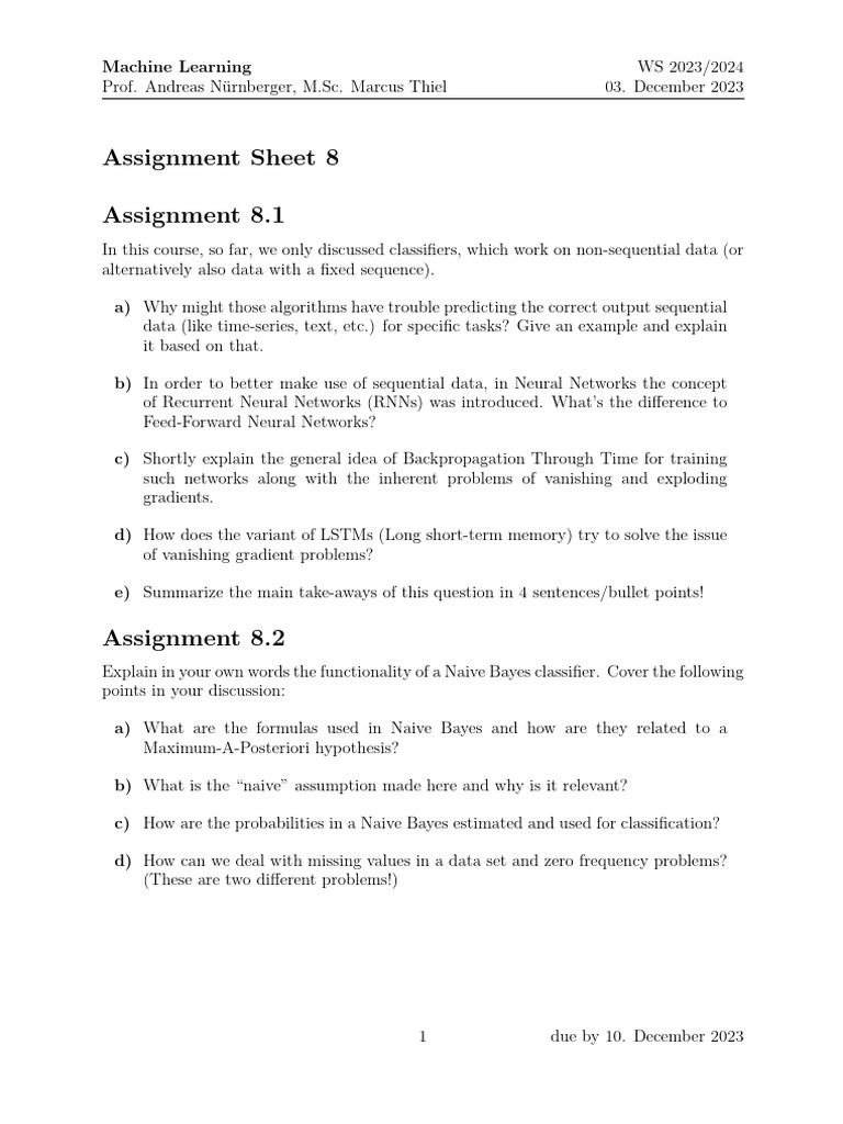 Sheet 8 | PDF | Artificial Neural Network | Computational Neuroscience
