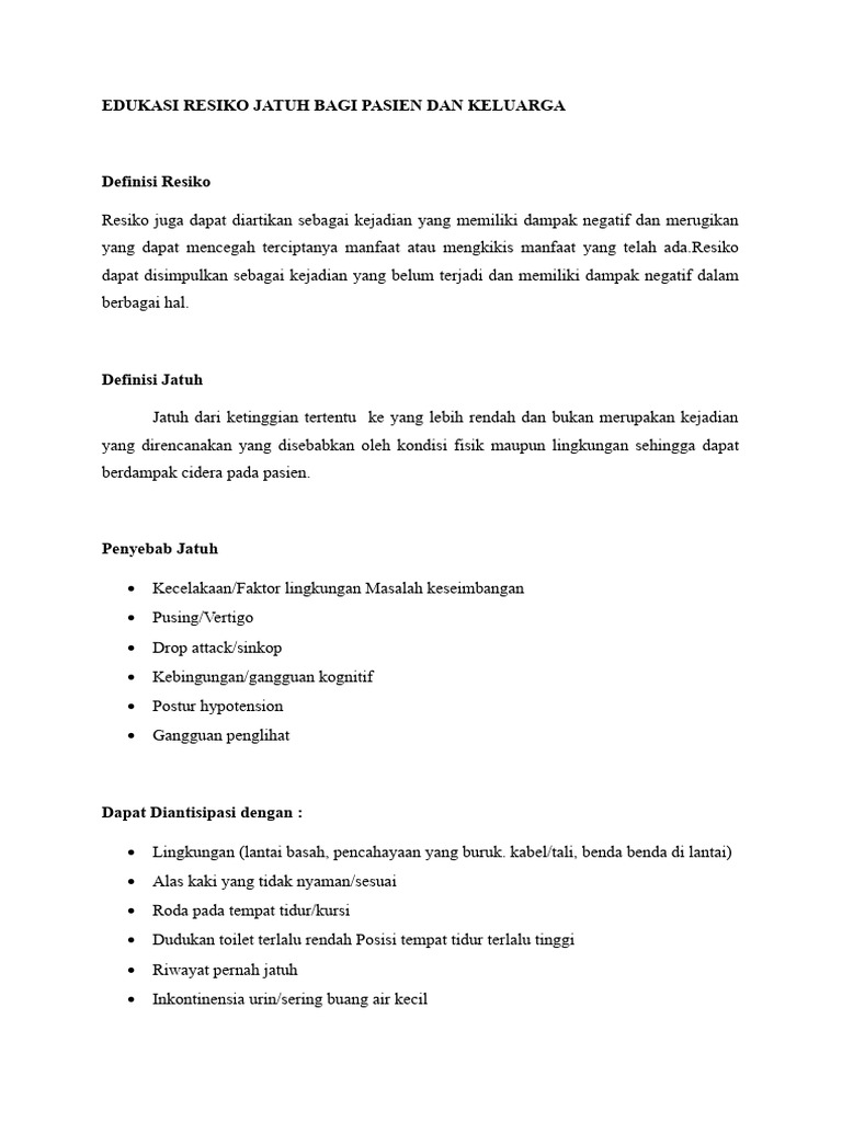 Edukasi Resiko Jatuh Bagi Pasien Dan Keluarga | PDF