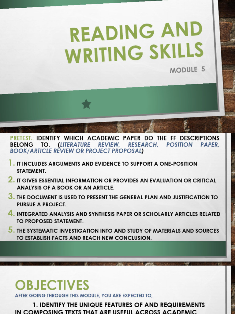 5. READING AND WRITING SKILLS | PDF
